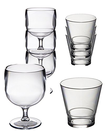 Polycarbonate Glasses Combos - 12 x Stacking Wine & Whisky Glasses